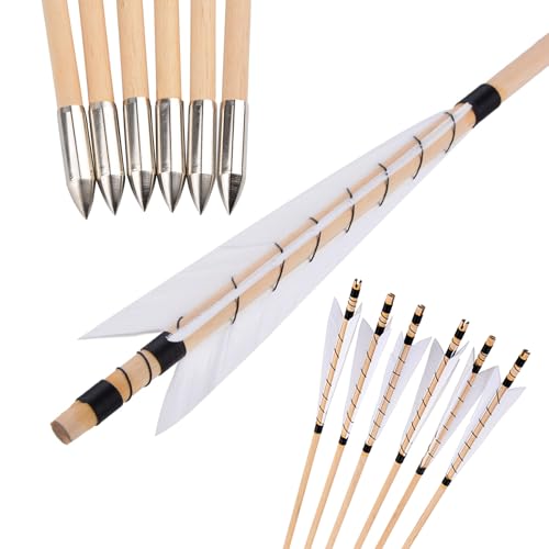 Poearcus Archery 32" Wooden Arrows English Longbow Arrows Practice ...