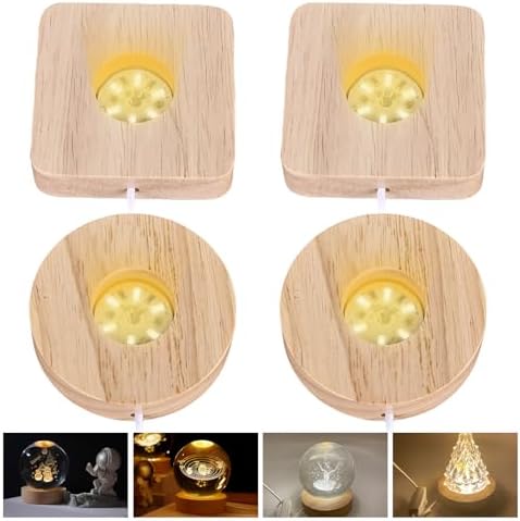 munloo 4 Pièces Socle Lumineux Led, Base D'affichage LED en Bois, Base ...