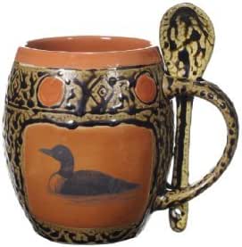Amazon.com | ALWAYS AZUL POTTERY Loon Mug with Spoon in Coral ...