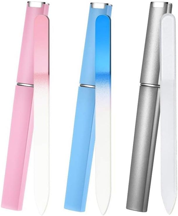 Amazon.com : 5 Pack Glass Nail Files with Case Crystal Glass Fingernail ...