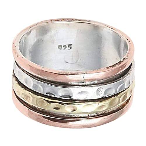 Hammered Spinner Ring Spinning Spinner Band Ring for Womens, 925 ...