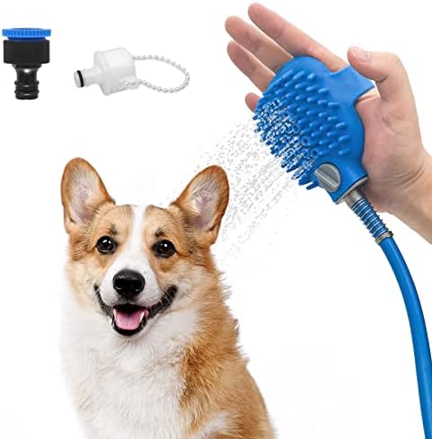 FuninCrea 2 in 1 Dog Shower Sprayer, Portable Silicone Dog Bath Brush ...