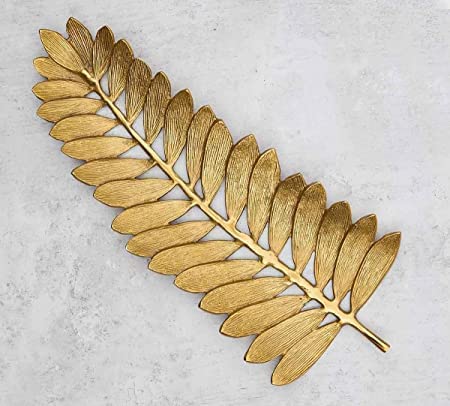 M A Home Decor 20 Inch Large Gold Leaf Decorative Serving Tray Platter ...