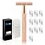 Depehelp Matte Rose Gold Safety Razor for women, Reusable Single Blade ...