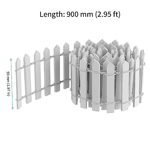 FUNSUEI 6 PCS 5 x 90cm Mini White Picket Fence, Miniature Garden Fence ...