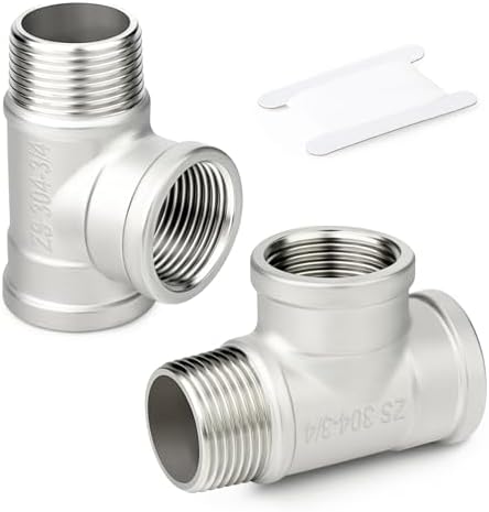 Amazon.com: TAISHER 2PCS 304 Stainless Steel Tee Pipe Fittings, 3/4 ...