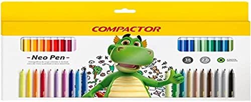 Caneta Hidrográfica Compactor Neo-Pen Gigante, 1551000, 36 cores ...
