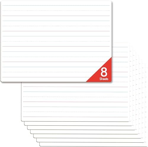 8 Sheets Dry Erase Lined Whiteboard, Double Sided Ruled Writing Board ...