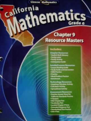 California Mathematics Grade 6 Chapter 9 Resource Masters (California ...