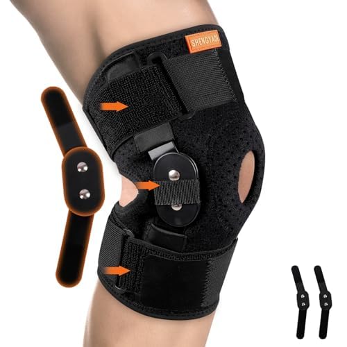 Hinged Knee Brace, Adjustable Knee Support Wrap for Men and Women, Pain ...