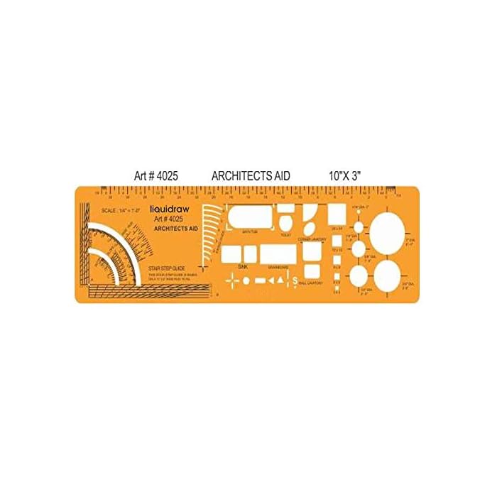 Buy Liquidraw Architects Aid Architectural Scale Ruler Drawing Template ...