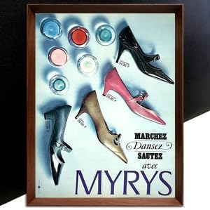 Amazon.co.jp: フランス MYRYS 靴 1960年代 ヴィンテージ 雑誌 広告 ポスター 額付 アートフレーム #e154 ...