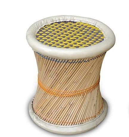 HeeMo Handmade Finest Bamboo Indoor/Garden Stool (Blue, Orange: Set of ...