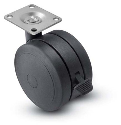 75MM Twin Wheel Swivel Caster w/ Brake, 2-5/8" X 3-3/4" Plate: Amazon ...