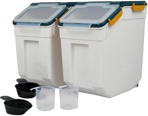 BBTEQEKN Large Flour Storage Container Bin 55lb, 2Pack Airtight Rice ...
