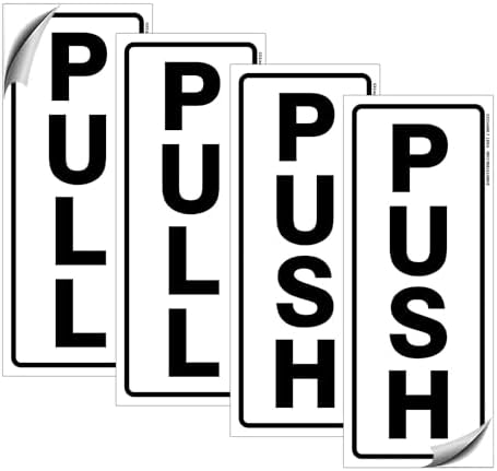 Amazon.com: Push Pull Stickers Sign - 2 Pack 2x5 inch Vertical Vinyl ...