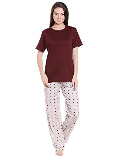Buy Lazy Dazy Women's Sleepwear Set(LD197_Bordo/Off-White_XL) at Amazon.in