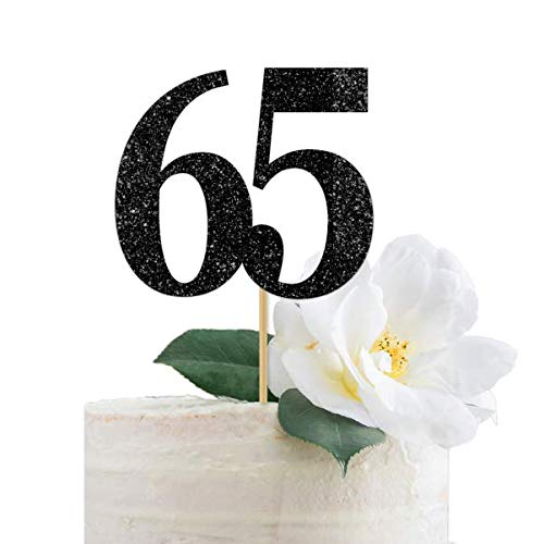 Amazon.com: Black Glitter 65 Cake Topper, 65th Anniversary, sixty fifth ...
