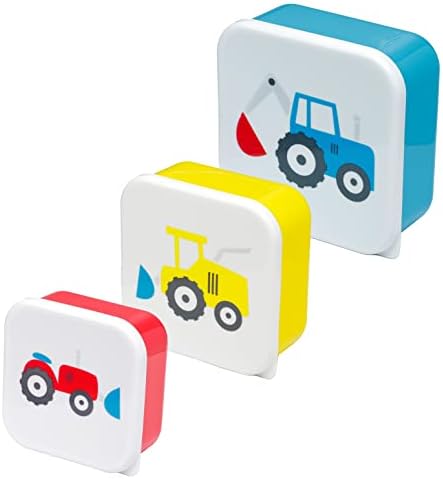 Puckator Little Tractors Set of 3 Lunch Box Snack Pots M/L/XL ...