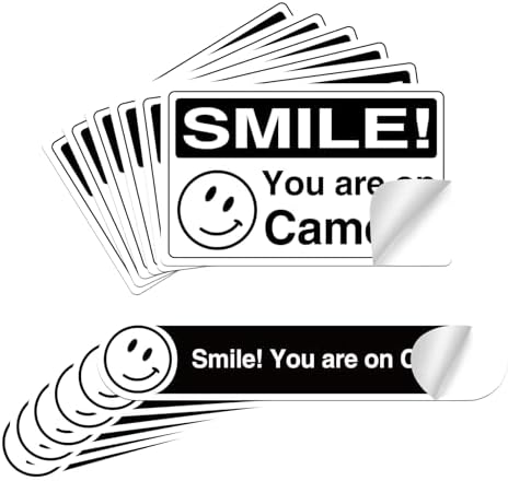 12 Pcs Smile You're on Camera Signs Stickers, 8 x 5cm and 13 x 3cm Self ...