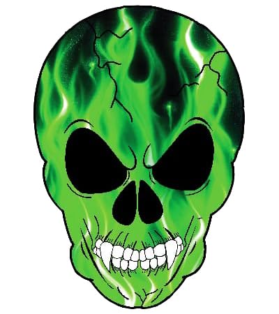 Skulls On Fire Green