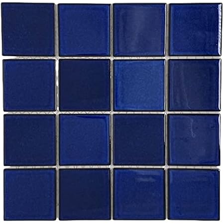 Premium Quality 2" x 2" Cobalt Blue Square Pattern Porcelain Mosaic ...