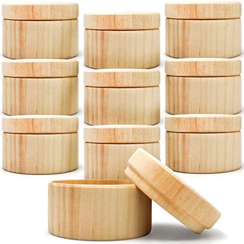 AEVVV 10pcs 3''x2'' Mini Round Wooden Boxes Small Storage Wooden Box ...