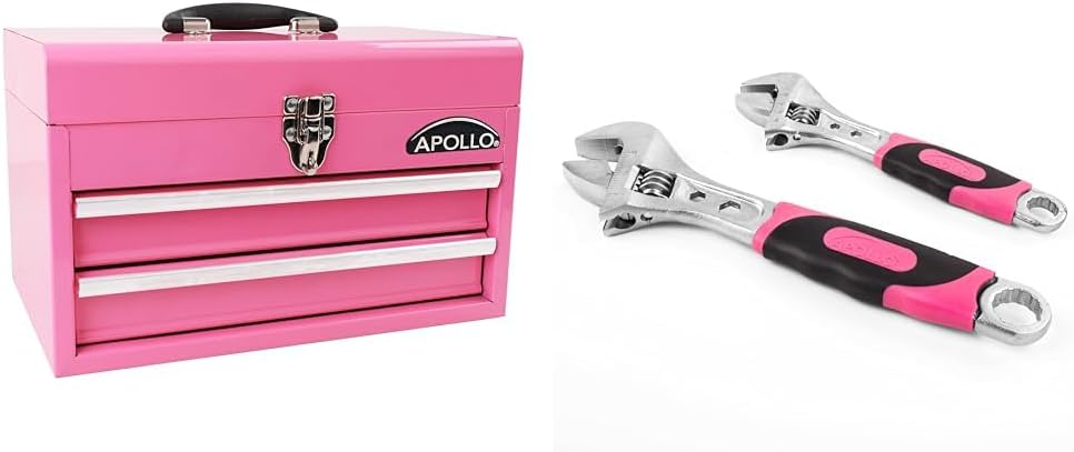 Apollo Tools Metal Tool Box with Deep Top Compartment and 2 Drawers in ...