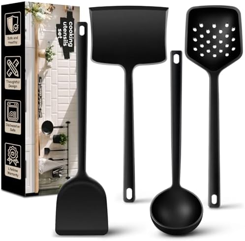 Amazon.com: 4 Pcs Silicone Cooking Utensils Set, Heat Resistant ...