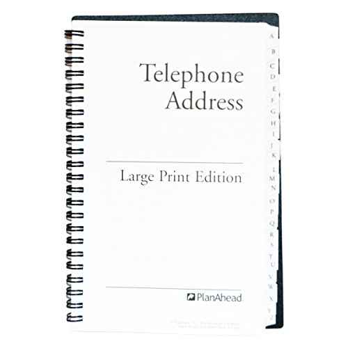 Large Print Telephone Address Book Black PlanAhead 628 Entries Brand ...