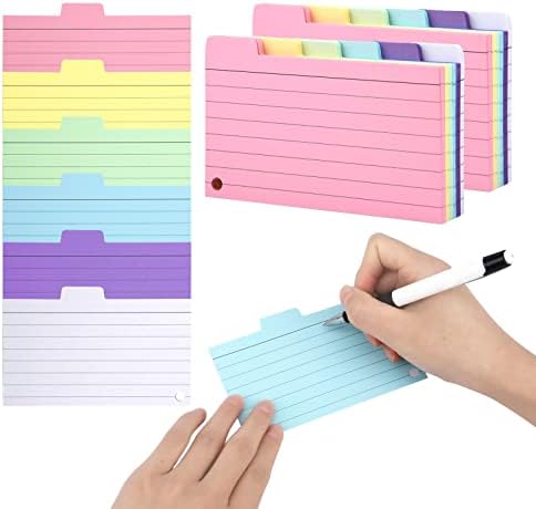 Ssiyiya 2pcs Tabbed Index Cards, 150 Sheets Revision Cards Colourful ...