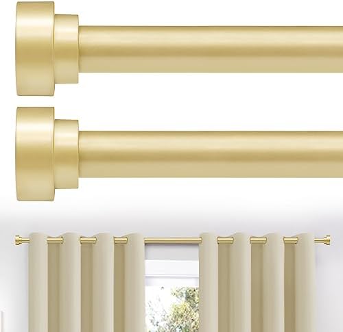 Amazon.com: Gold Curtain Rods for Windows 72 to 144 Inch(6-12Ft)2 Pack ...