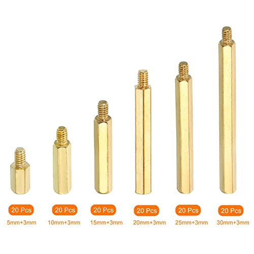PATIKIL M2 Standoff Screws, 120 Pack Brass Hex PCB Standoffs for ...