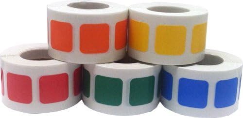 Amazon.com : 3/4" Color Coding Labels - Bulk Pack - .75 Square Stickers ...