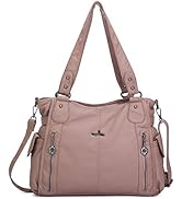 Angelkiss 2 Top Zippers Multi Pockets Women Handbags/Washed Leather ...