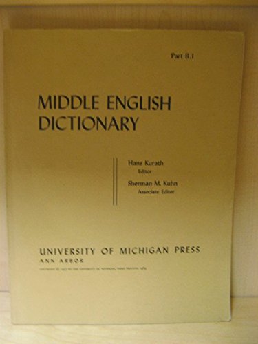 Amazon.com: Middle English Dictionary: B.1: 9780472010219: Lewis ...