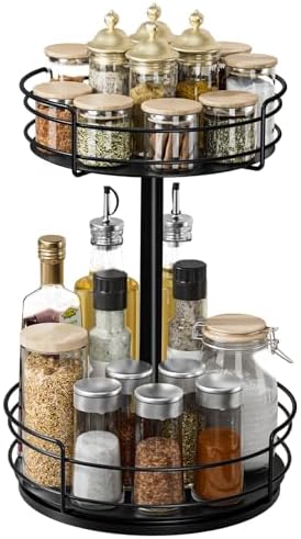 ZDDLOINP 2 Tier Spice Rack, Metal Rotating Spice Rack Organiser ...