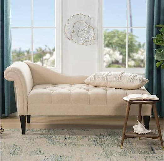 Sky Rise Decor Velvet Modern Chesterfield Chaise Lounge (Beige ...