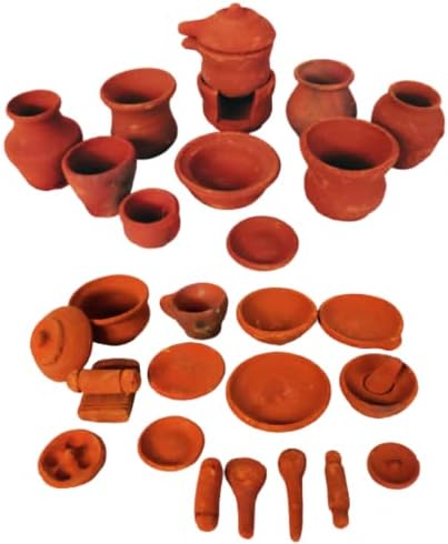 Buy Real Miniature Clay Kitchen Set of 26 Pieces | Playset for Kids ...