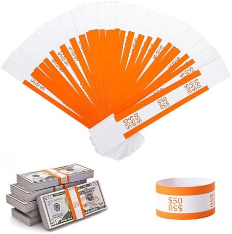 Amazon.com : Self-Sealing Currency Straps - Pack of 100 Orange Bands ...