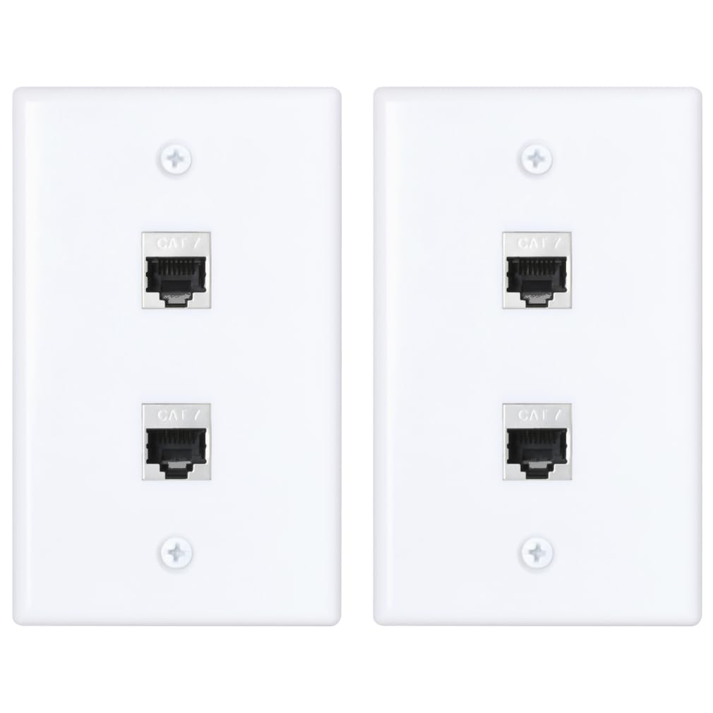 Rj45 Wall Plate Syunko 2 Port - Cat7 Keystone Jack With Metal Shield ...