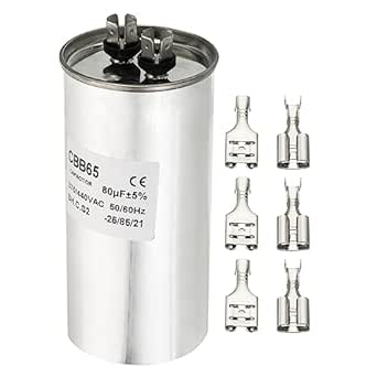 PATIKIL 80uf 80MDF 370/440VAC Fan Start Capacitor, CBB65 Circular Run Capacitor for Air ...