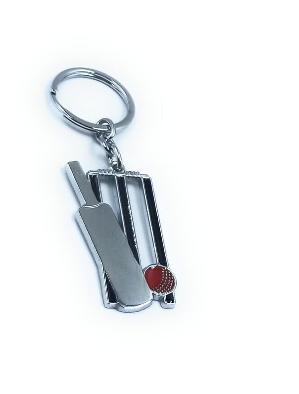 MJ Ragav Cricket Ball With Stump Metal Keychain and Keyring ...