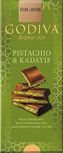 Godiva Pistachio & Kadayif Milk Chocolate Bar, 122g – Premium Belgian Chocolate with Pistachio ...
