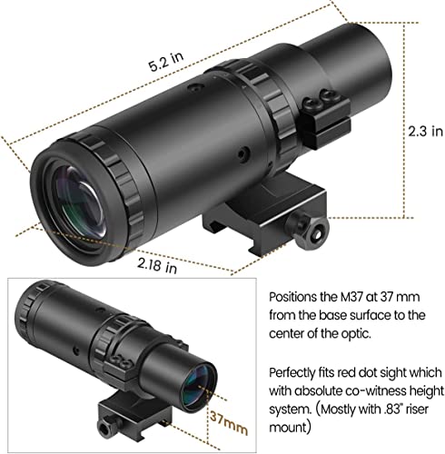 Feyachi M37 1.5X - 5X Red Dot Magnifier with Flip to Side Mount Focus ...
