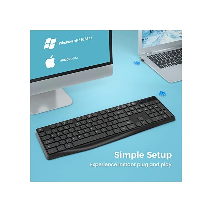 Lovaky Mk98 Wireless Keyboard 2 4g Ergonomic Computer Keyboard Enlarged Indicator Light Full