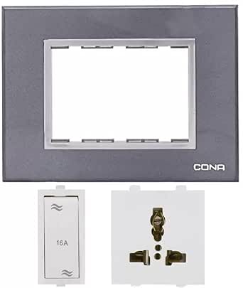 CONA Combo Set of STATUS-Switch, Socket and 3M Modular Plate- 9391-2 ...