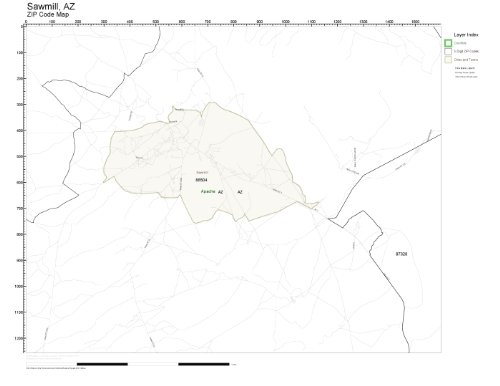 Amazon.com : ZIP Code Wall Map of Sawmill, AZ ZIP Code Map Not ...