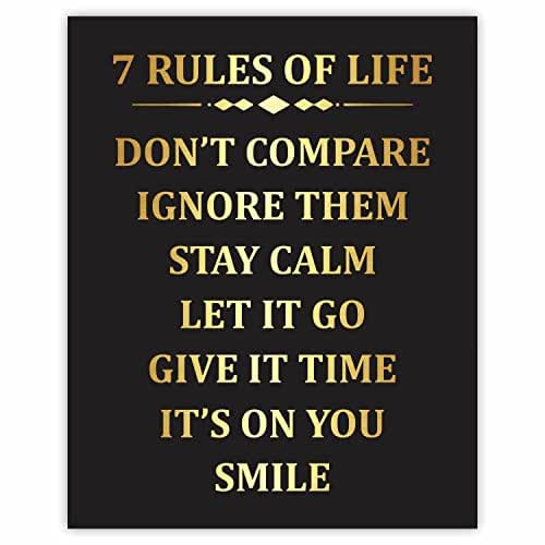 Amazon.com: 7 Rules of Life Motivational Poster - Gold Foil Art 8 x 10 ...