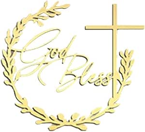 Amazon.com: Gold Color God Bless and Cross Cake Topper,Cross ...
